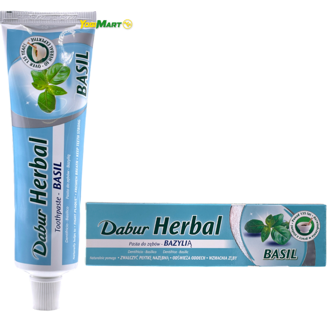 Dabur Herbal Basil Toothpaste 100ml - Yogi Mart - Online Indian Grocery ...